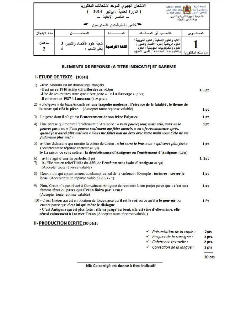 Meknes 2014 Corrige | PDF
