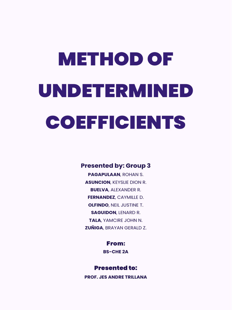 Method of Undetermined Coefficients | PDF | Ordinary Differential ...