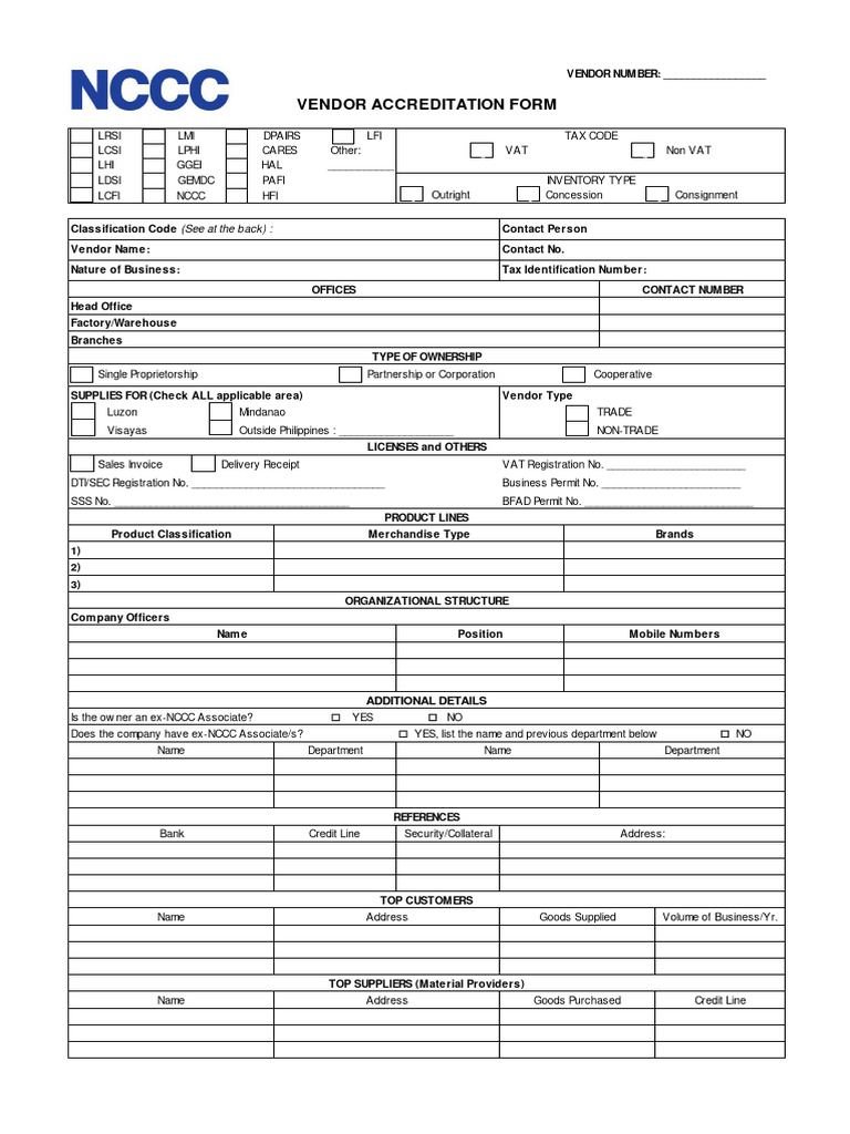 Vendor Accreditation Form | PDF | Business | Corporations