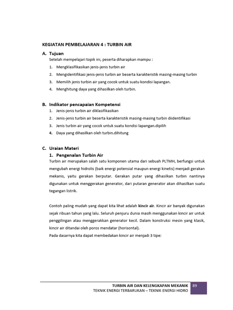 MATERI 11 Teknik Energi Terbarukan_Teknik Energi Hidro_Turbin Air dan ...