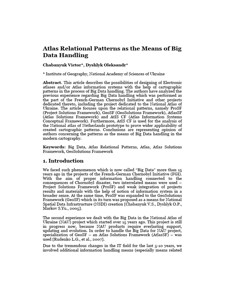 Atlas Relational Patterns As The Means of Big Data Handling | PDF | Geography | Cartography
