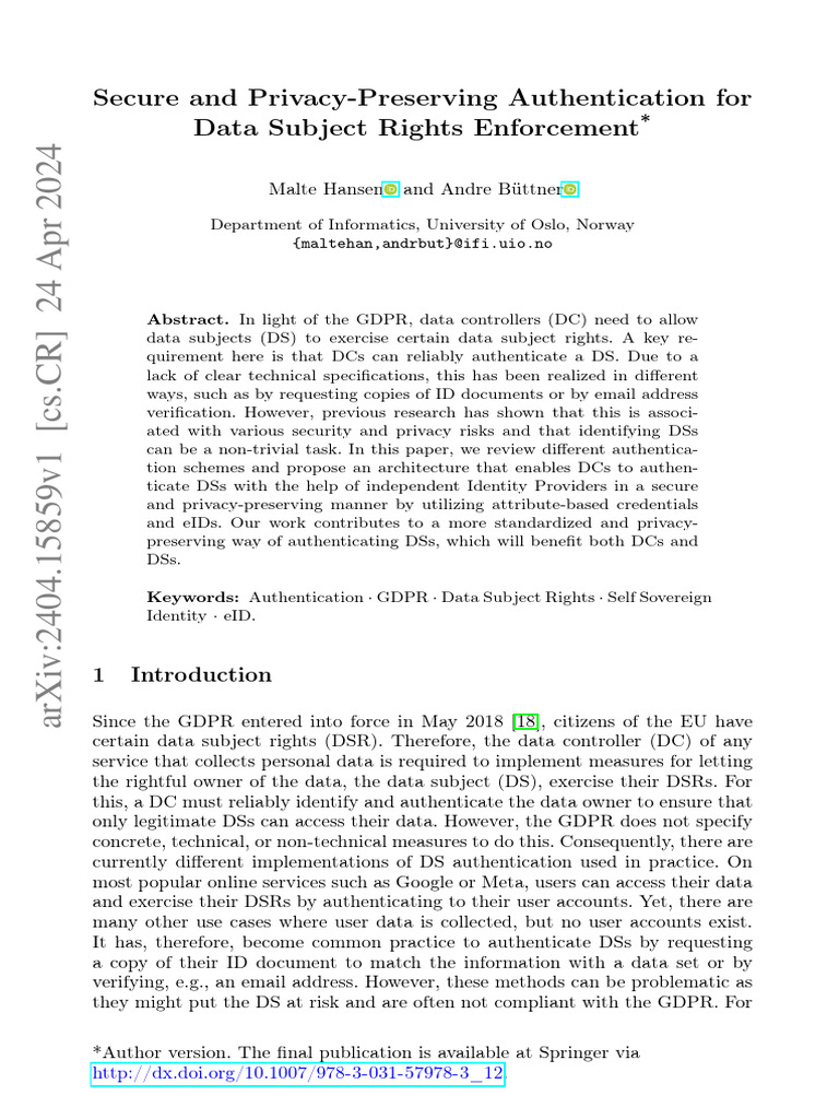 2404.15859 | PDF | Authentication | Access Control
