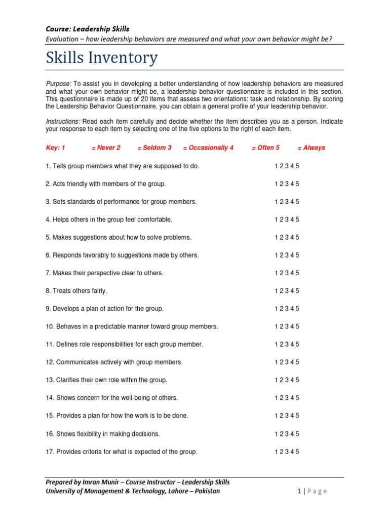LS Behavior Assessment C4 | PDF | Leadership | Behavior