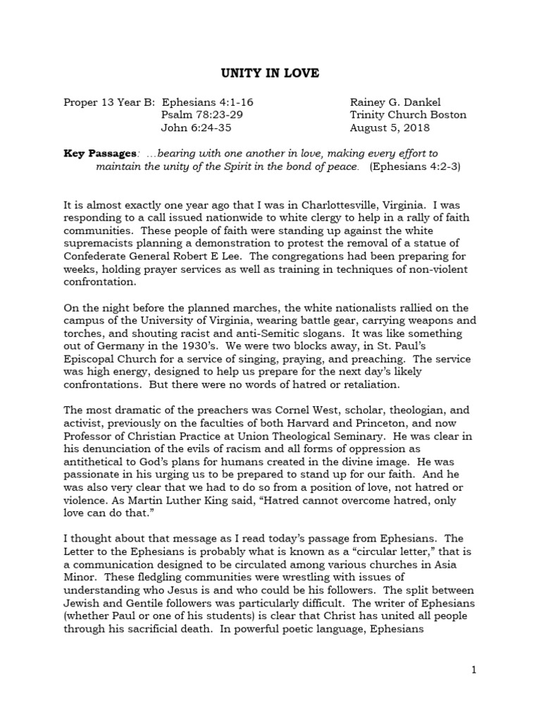 Sermon Unity in Love | PDF | Jesus | Disciple (Christianity)