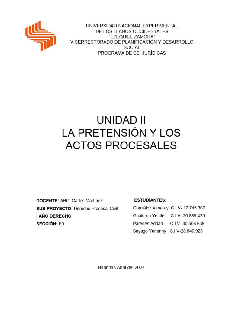 Actos Procesales y Pretensión Jurídica | PDF | Ley procesal | Jurisdicción