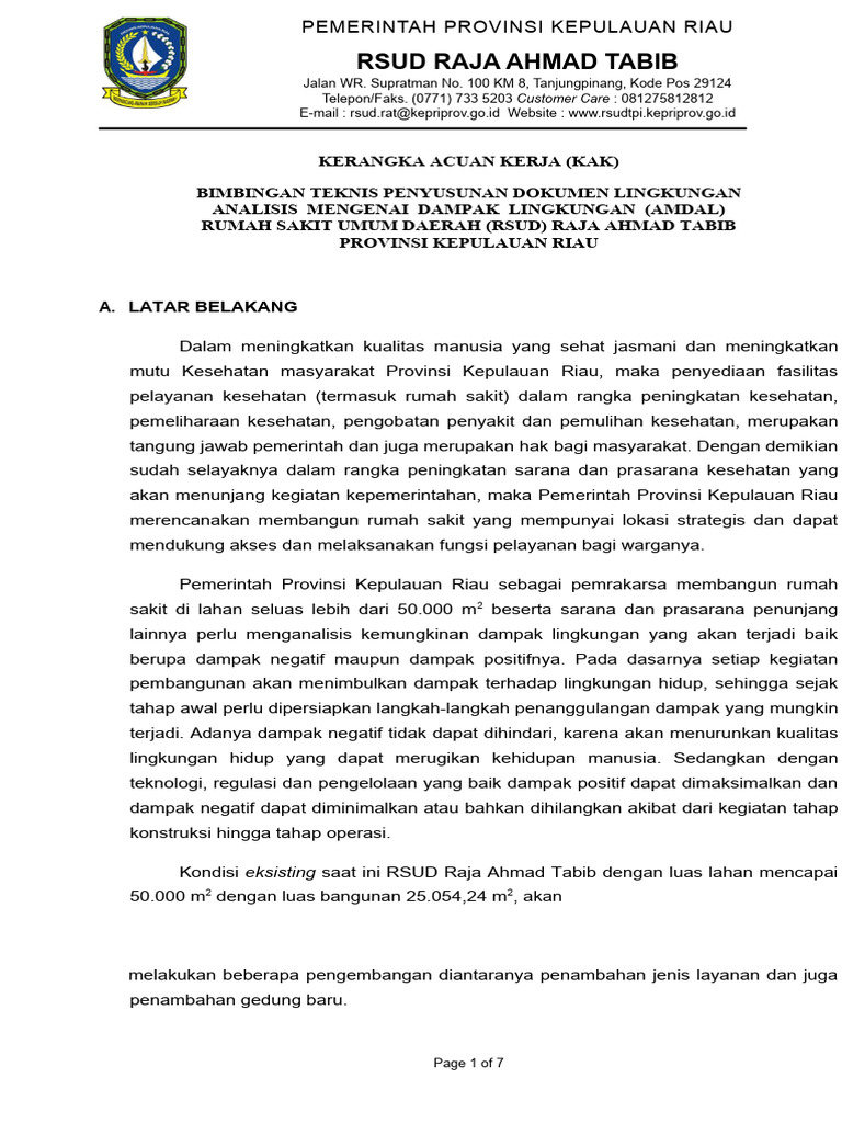 KAK BIMTEK AMDAL RS Fix | PDF