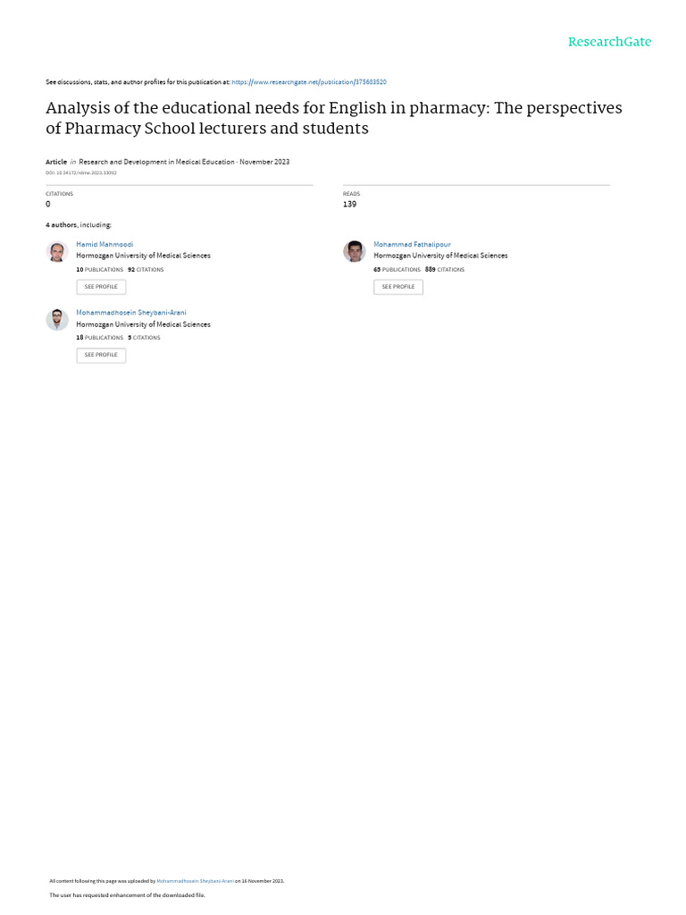 Pharmacy Paper | PDF | Learning | Pharmacy