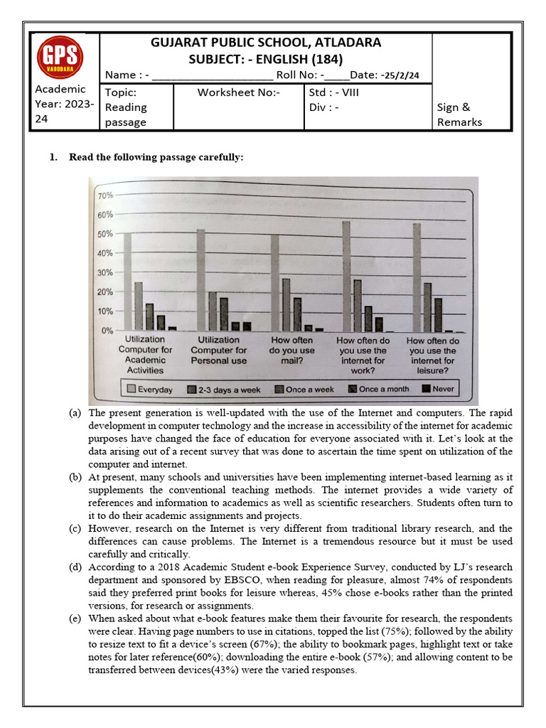 Reading Passage Worksheet - 2 | PDF | Internet | Computing