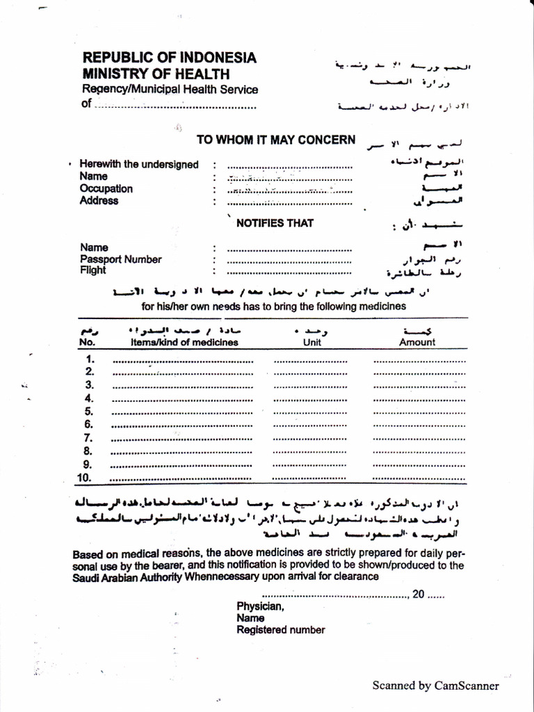 Form Obat-Obatan Jemaah Haji | PDF