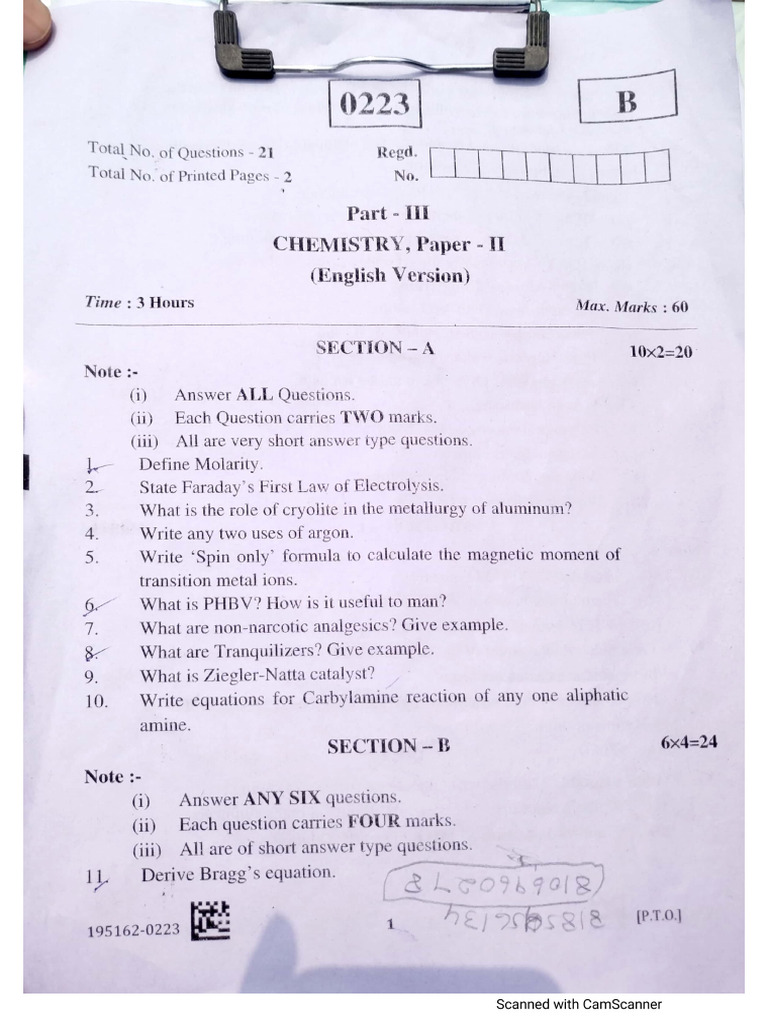 Chemistry Paper | PDF