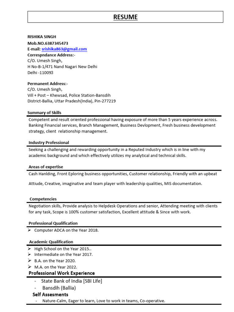 Rishika Singh Resume | PDF