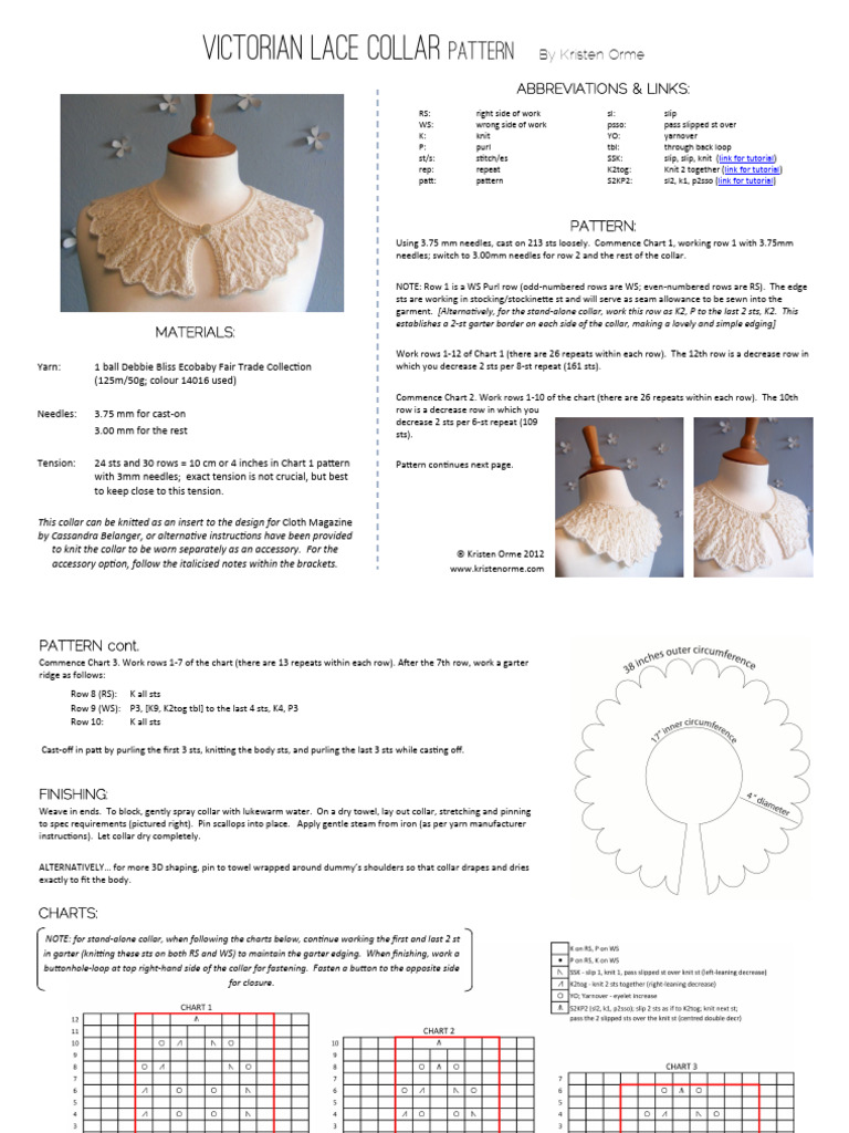 Victorian_Lace_Collar_Pattern | PDF | Knitting | Needlework