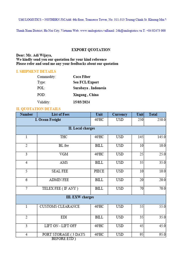 EXPORT QUOTATION | PDF