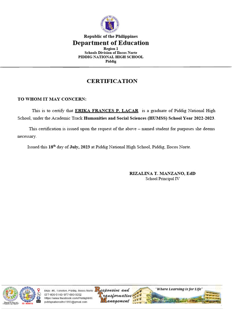 Certificate of Good Moral Character | Download Free PDF | Liberal Arts ...