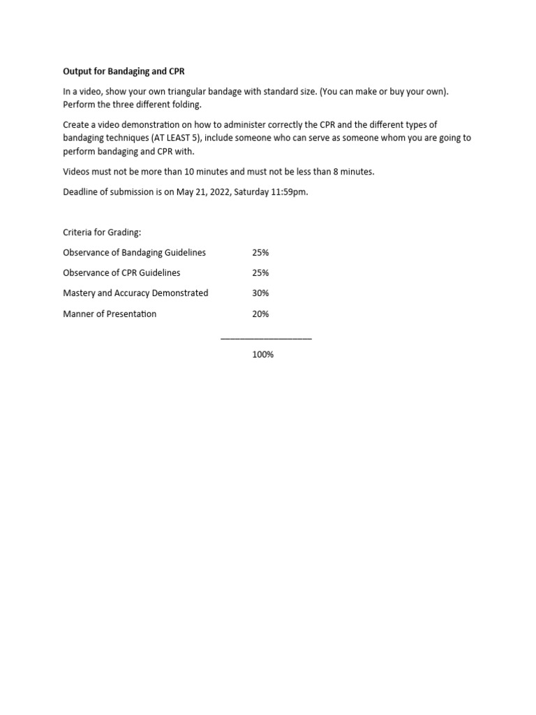 Output For Bandaging and CPR 2022 | PDF
