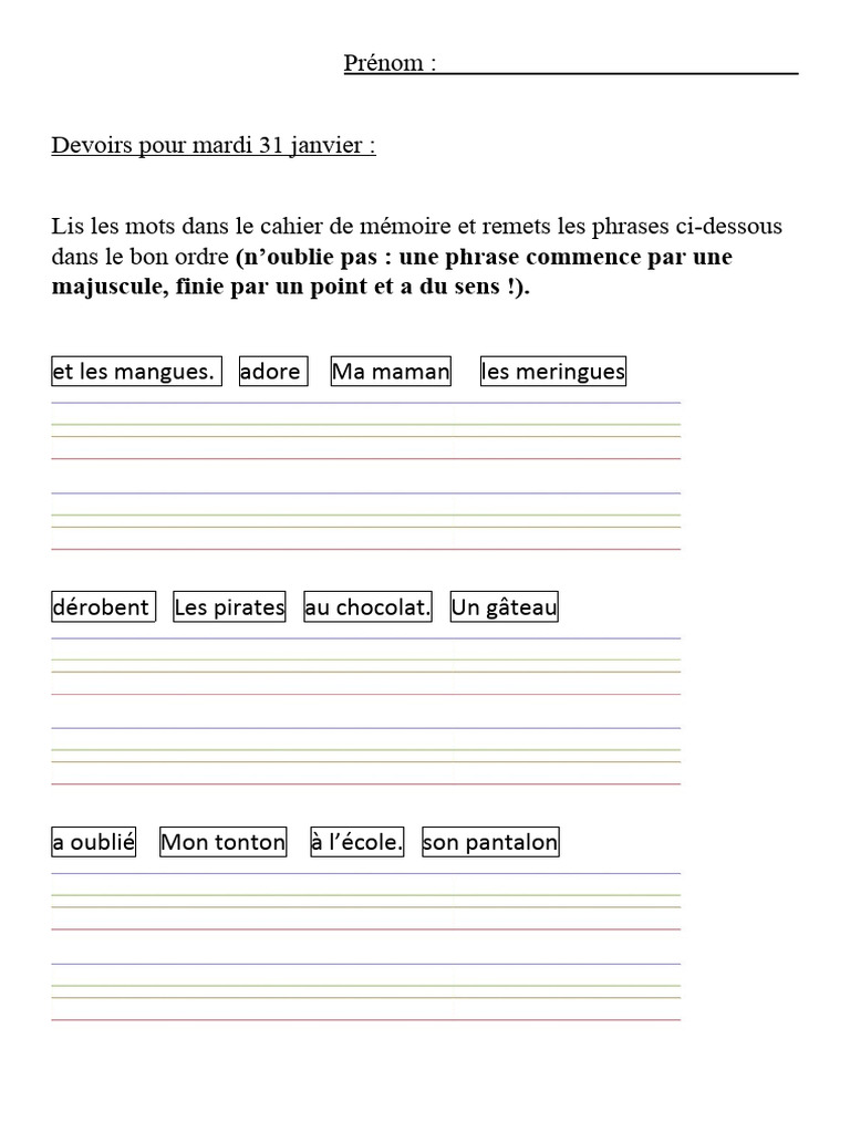 Devoirs CP Métalo G 3eme Jour | PDF
