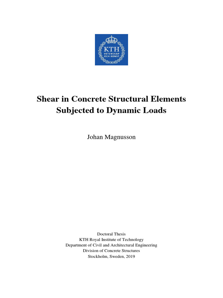 Shear in Concrete Structural Elements Subjected To Dynamic Loads | PDF ...