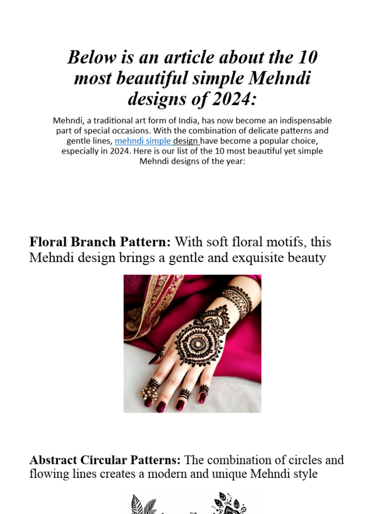 Simple Mehndi Designs 2024 | PDF