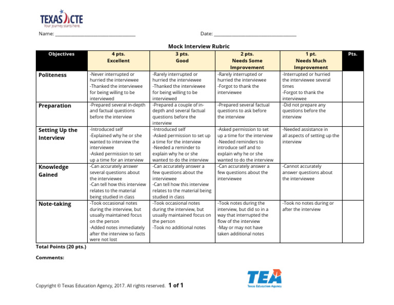 Interview and Interrogation Mock Interview Rubric | PDF | Interview