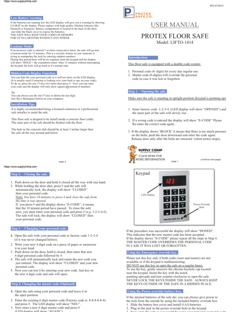 Protex Safe User Guide | PDF
