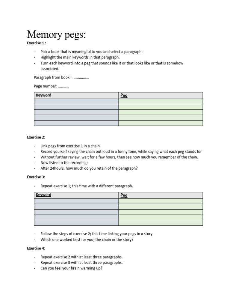 19.1 Spatial Mnemonics Exercises | PDF