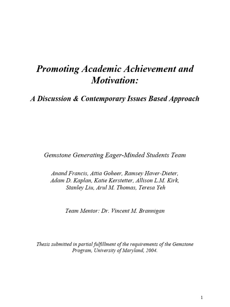 Promoting Academic Achievement and Motiv | PDF | No Child Left Behind ...