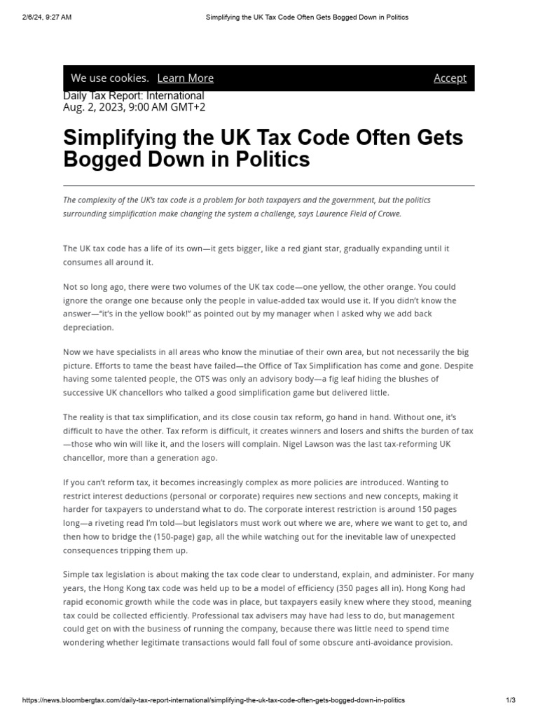 UK Tax Code Complexity & Politics | PDF | Taxes | Tax Avoidance