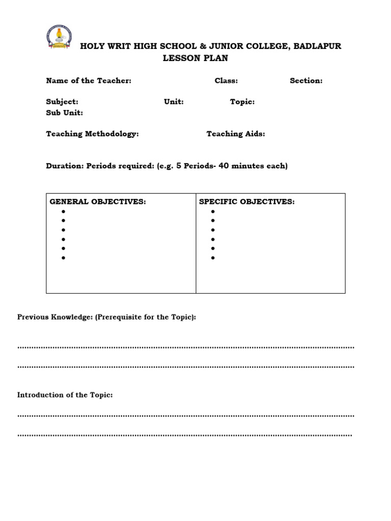 Lesson Plan 2024-25 | PDF | Lesson Plan | Teachers