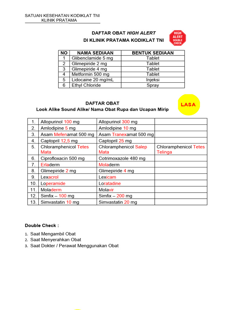 Daftar Obat High Alert | PDF