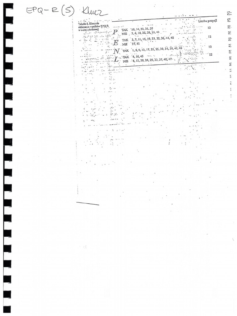 EPQ R (S) - Klucz | PDF