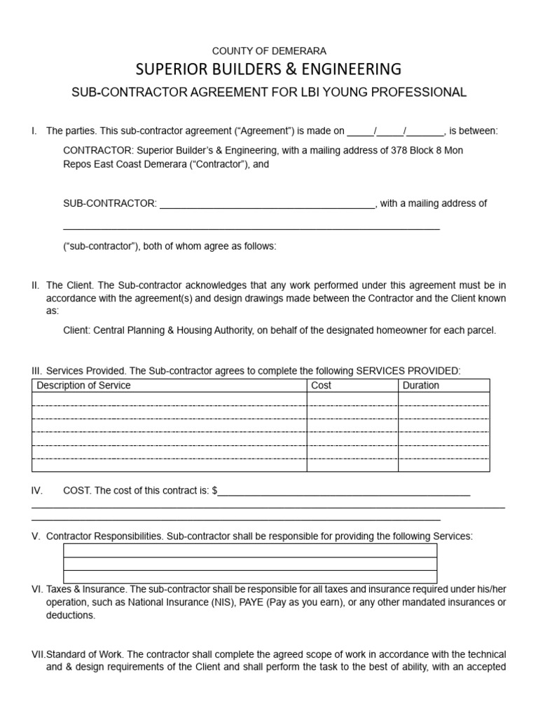 Lbi Yp Contract | PDF | Subcontractor | General Contractor