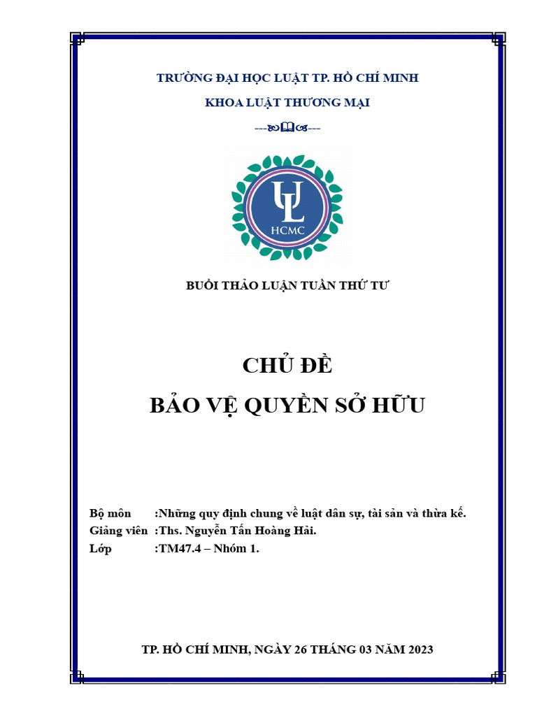 (Tm47.4) Thảo Luận Dân Sự Buổi 4 | PDF