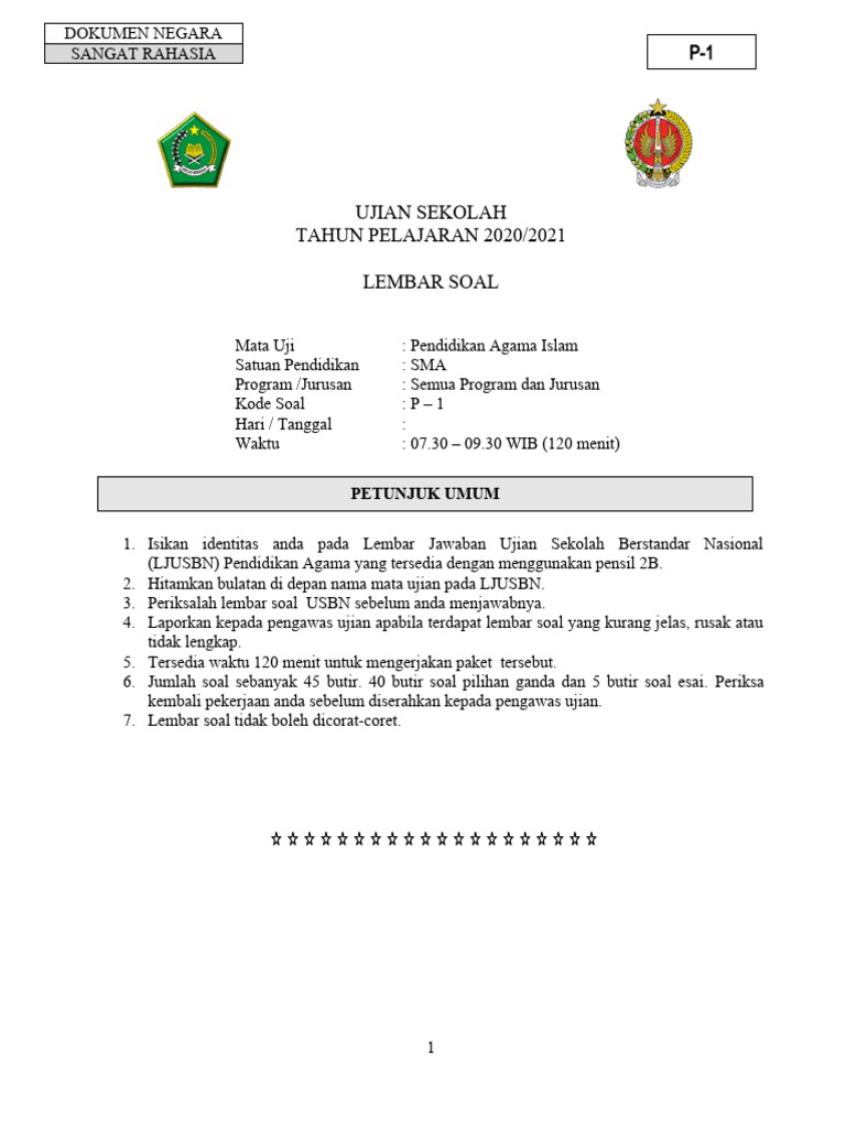 Soal Usek Sma | PDF