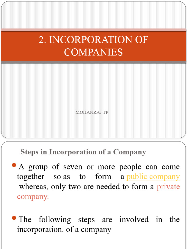 Steps for Company Incorporation Guide | PDF | Articles Of Association ...