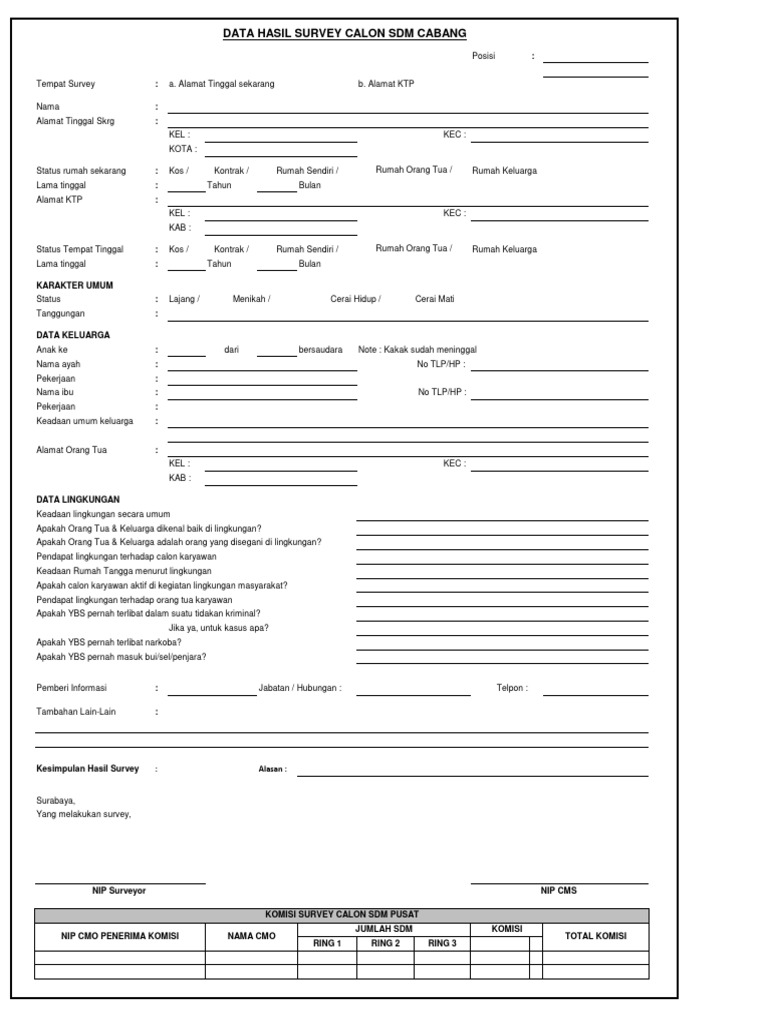 Contoh Form Survey Pekerjaan | PDF