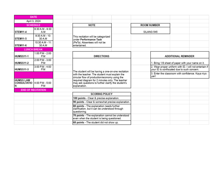 Activity - Directions - April Graded Recitation - Ucsp 1 | PDF