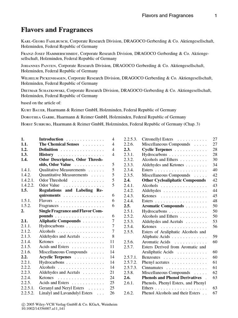 Flavors and Fragrances 1 | PDF | Ester | Senses