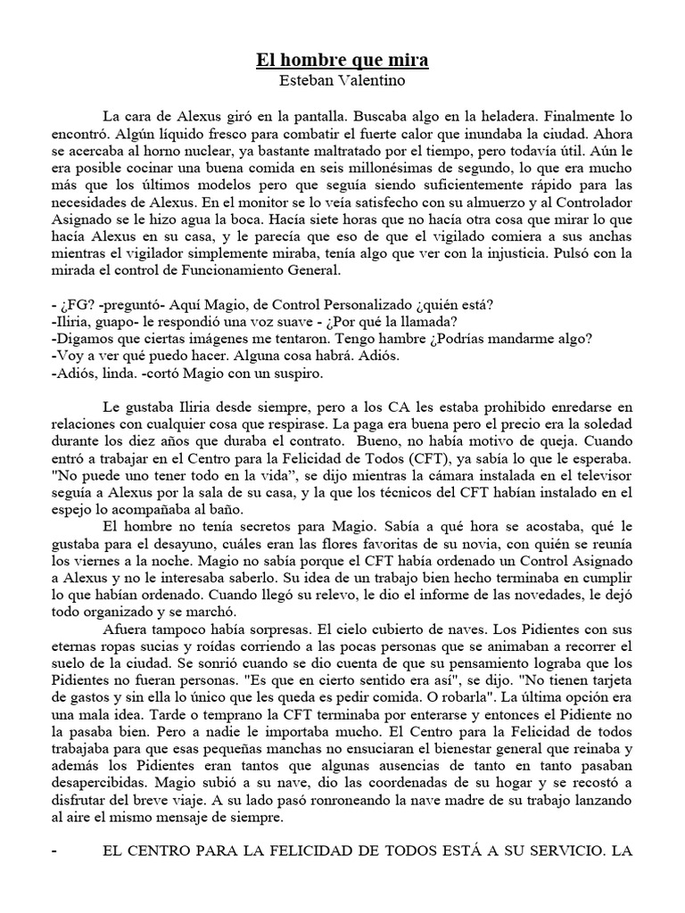 El Hombre Que Mira + Actividades | PDF