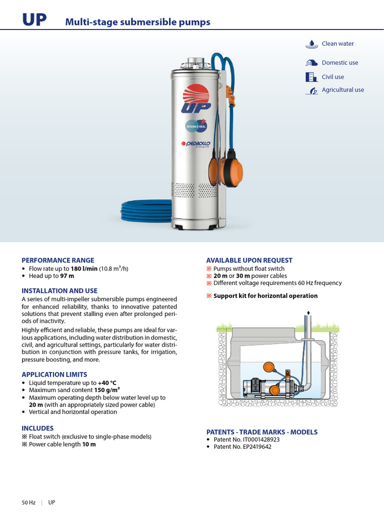 UP_EN_50Hz | PDF | Pump | Water