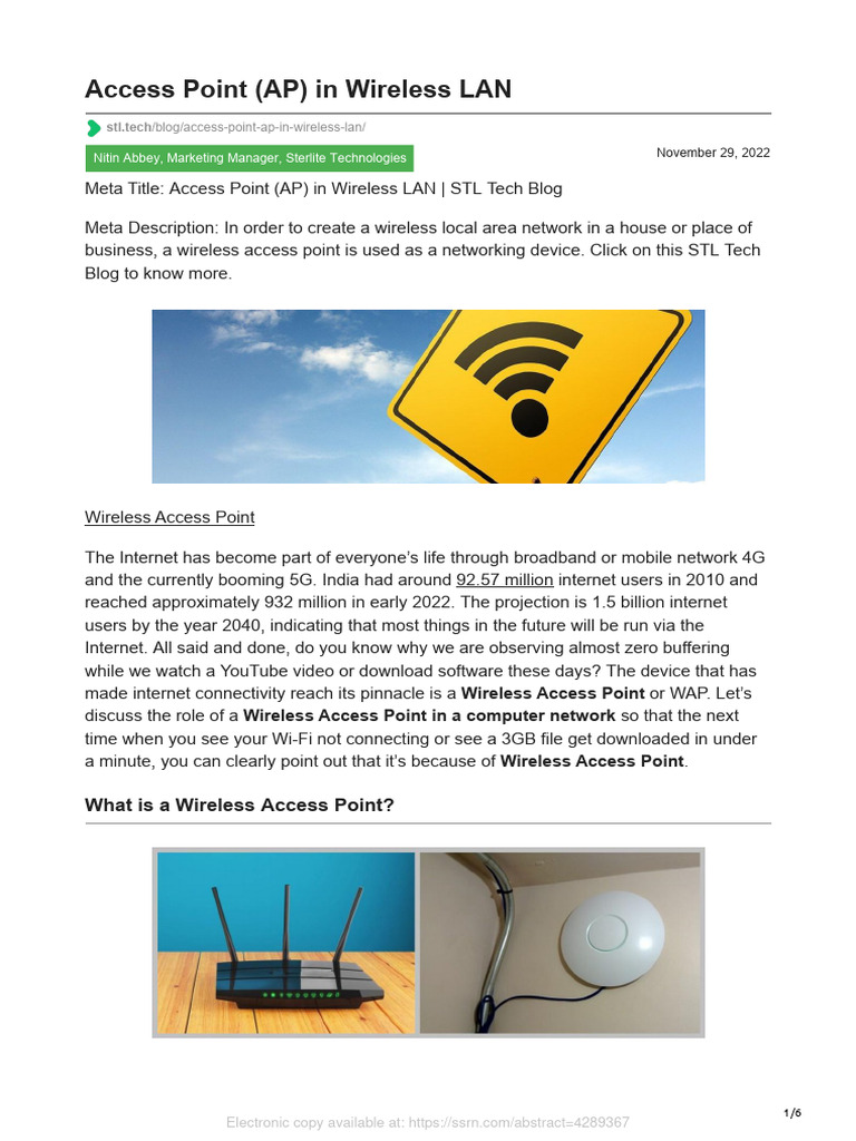 Access Point Ap in Wireless Lan | Download Free PDF | Wireless Access ...