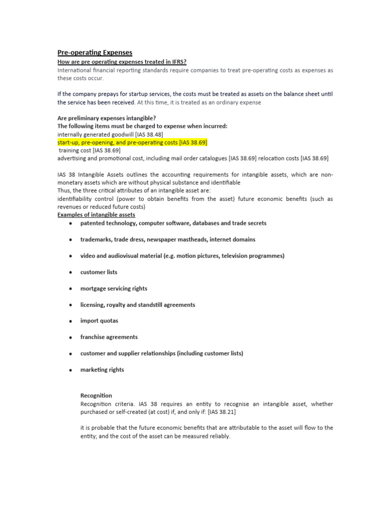 Pre-Operating Expenses | PDF