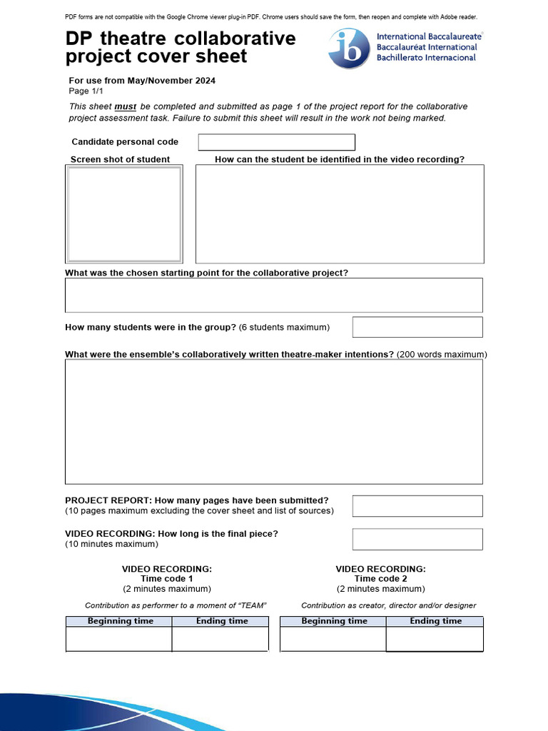Collaborative Project Cover Sheet CPP Form D - 6 - Theat - Form - 2210 ...
