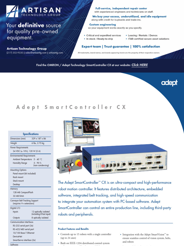 Adept SmartController CX Datasheet | PDF | Computer Science | Computer Hardware