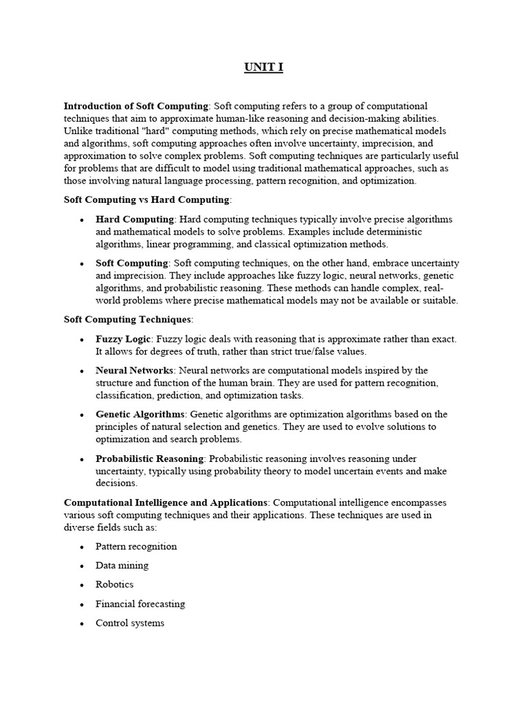 Soft Computing Short | PDF | Fuzzy Logic | Artificial Neural Network