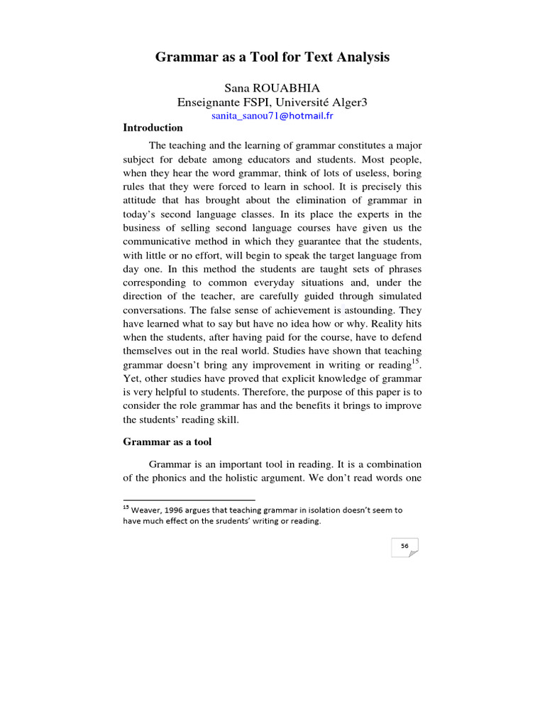 grammar-as-a-tool-for-text-analysis | PDF | Grammar | Verb