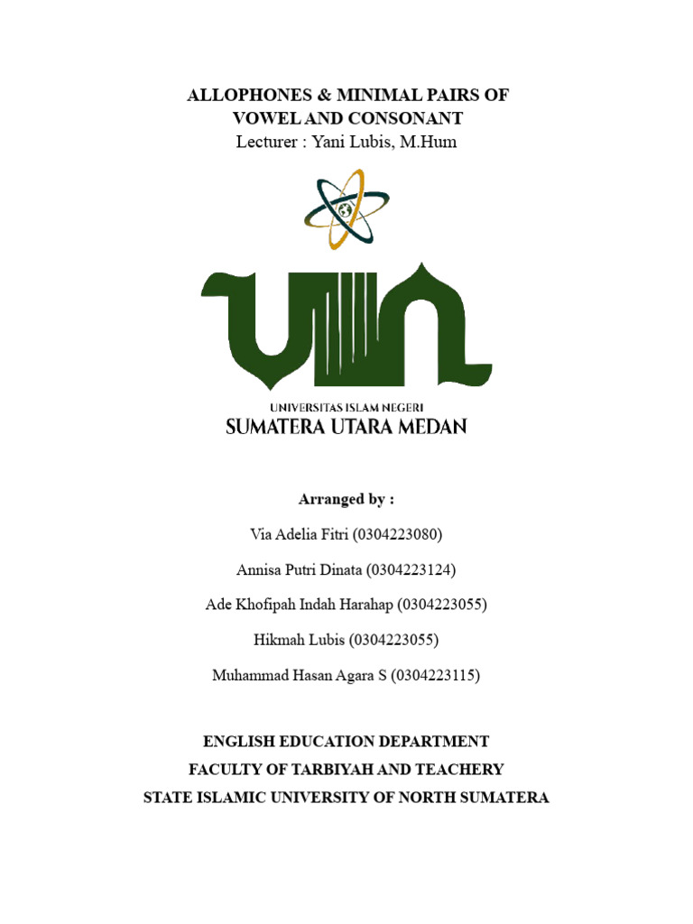 Allophones & Minimal Pairs of Vowel and Consonant | PDF | Phonology ...