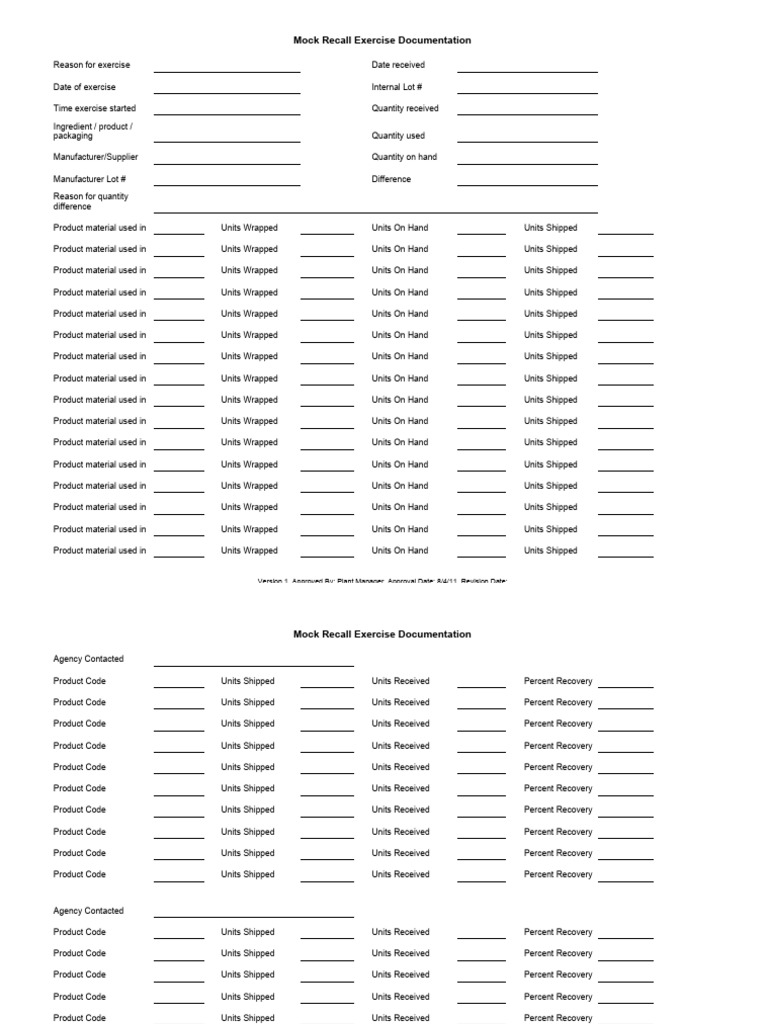 Mock Recall Exercise Documentation | PDF