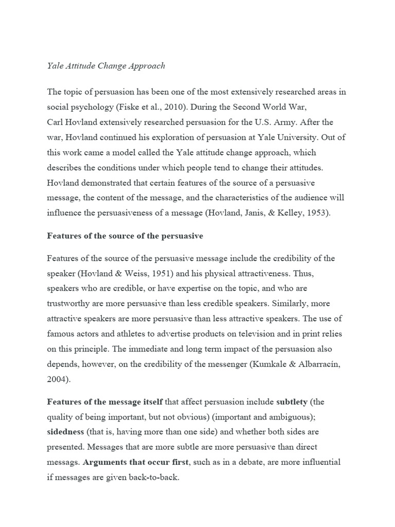 Yale Attitude Change Approach | PDF