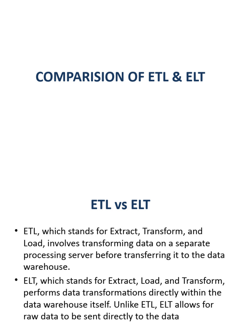 ETL Vs ELT | Download Free PDF | Data Warehouse | Information Technology