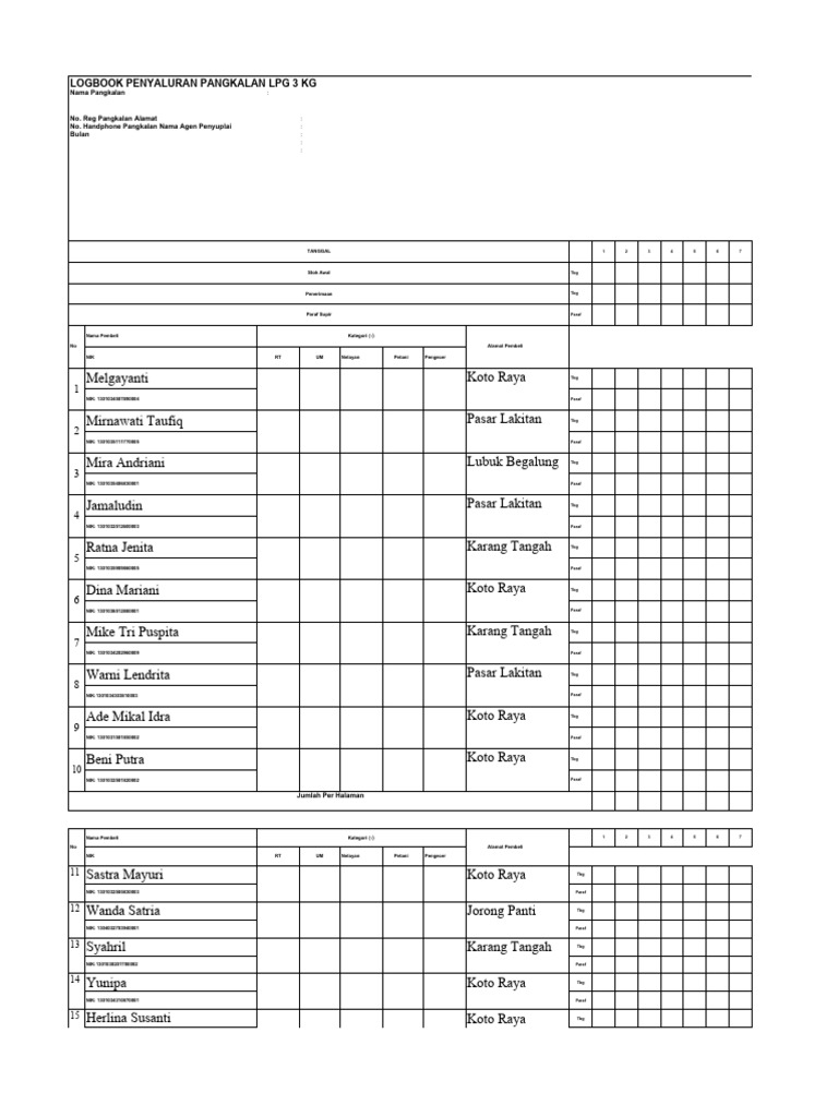 LPG Distribution Logbook | PDF